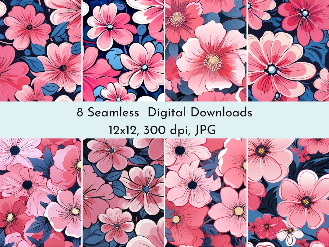 8 Pink Retro Flower Designs, Retro Flower Patterns, Flower Wallpaper ...