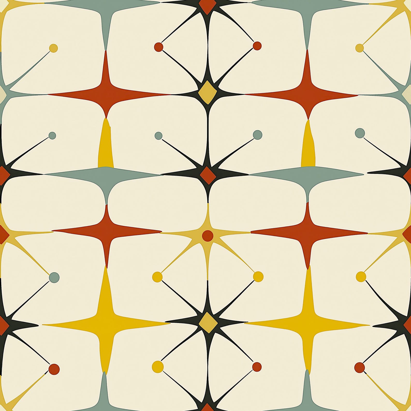 28 Mid-century Modern Abstract Digital Patterns, Boho Retro Designs ...