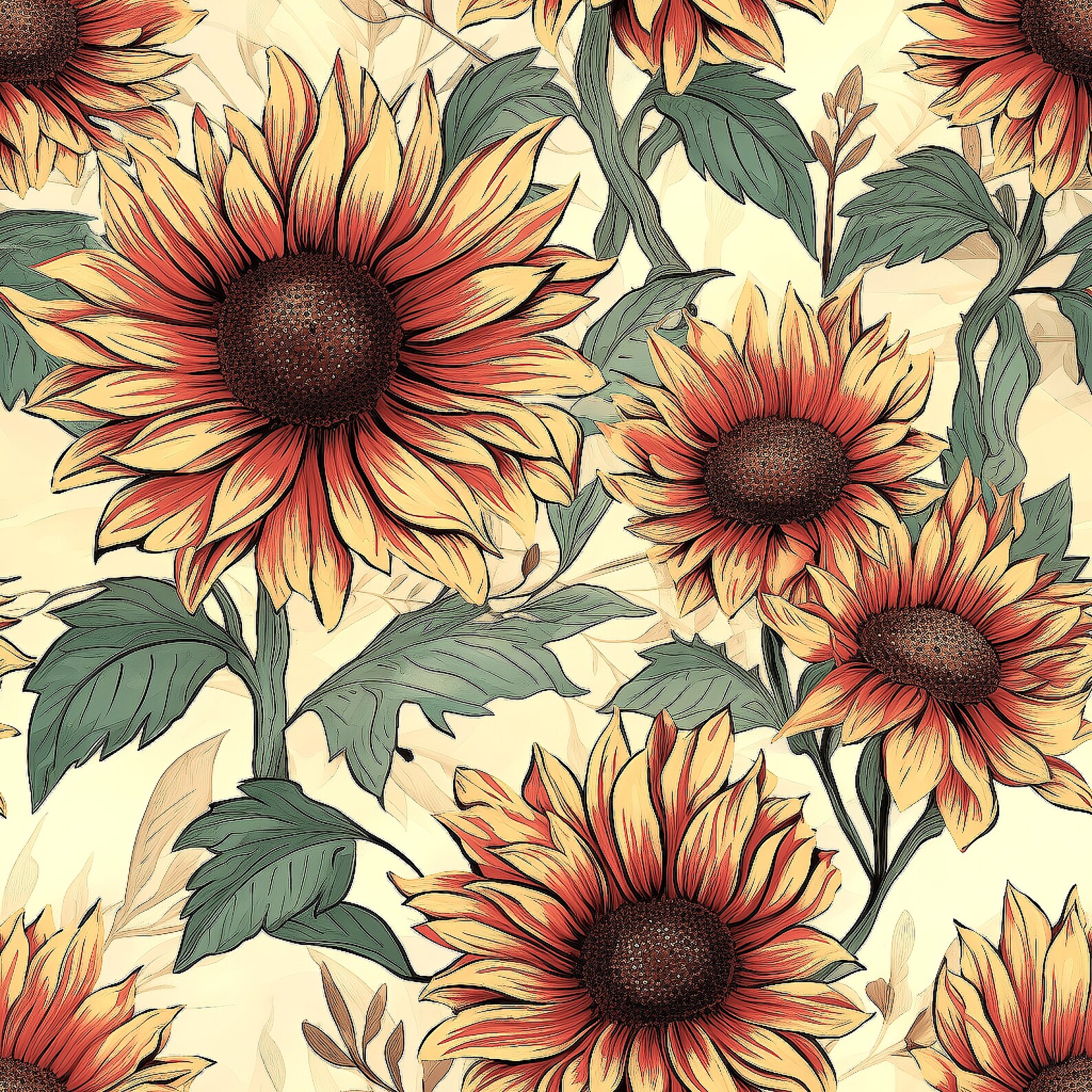 12 Boho Sunflower Patterns, Retro Sunflower Wallpaper, Organic Chic ...