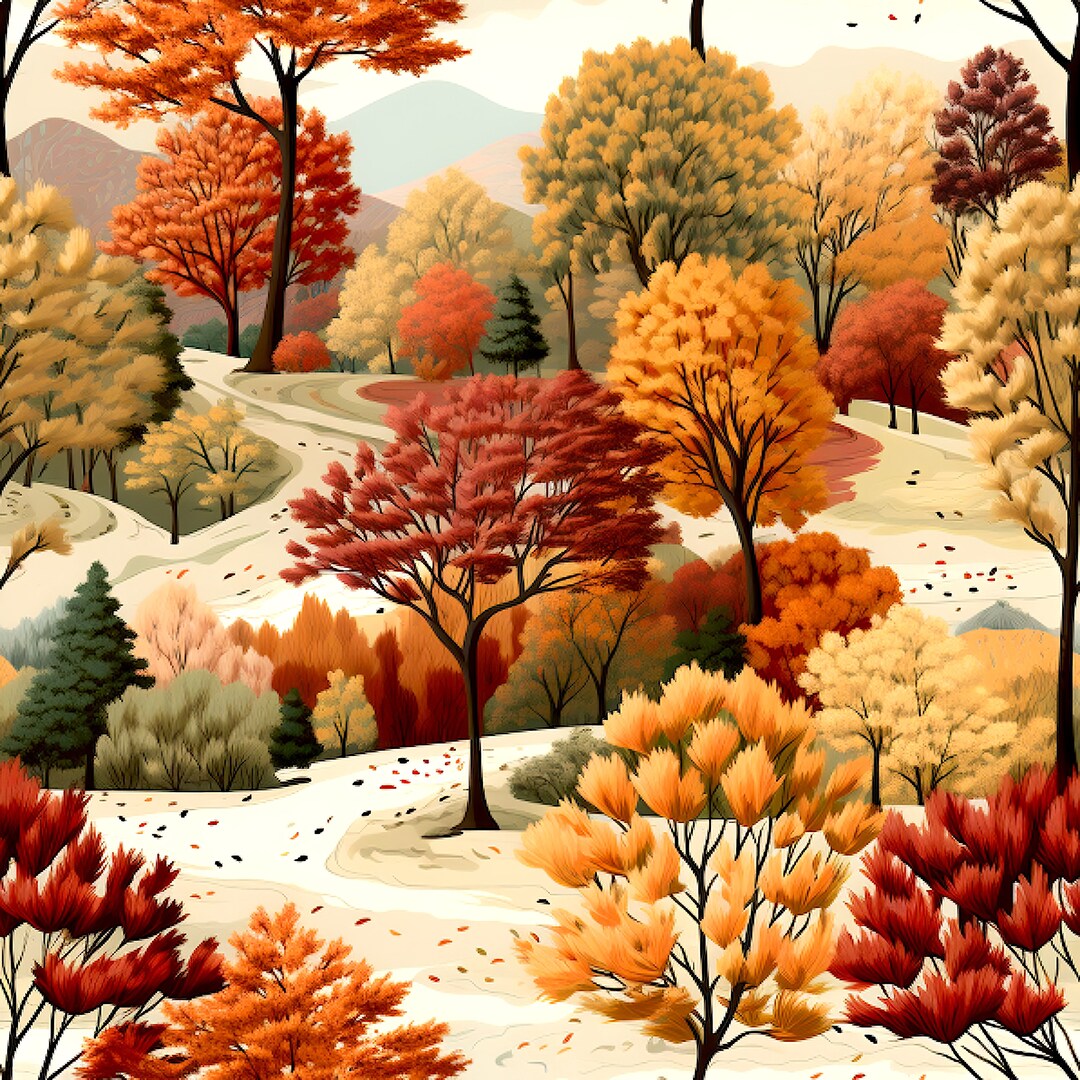 16 Fall Foliage Digital Patterns, Pretty Americana Autumn Design, Cozy ...