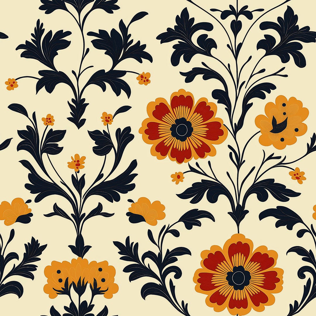 14 Country Flower Digital Patterns, Americana Autumn Floral Batik ...
