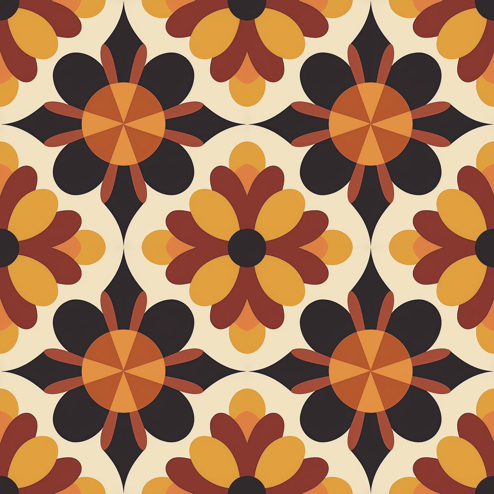 16 Retro Floral Seamless Pattern Bundle, Vintage Retro Flower Designs ...
