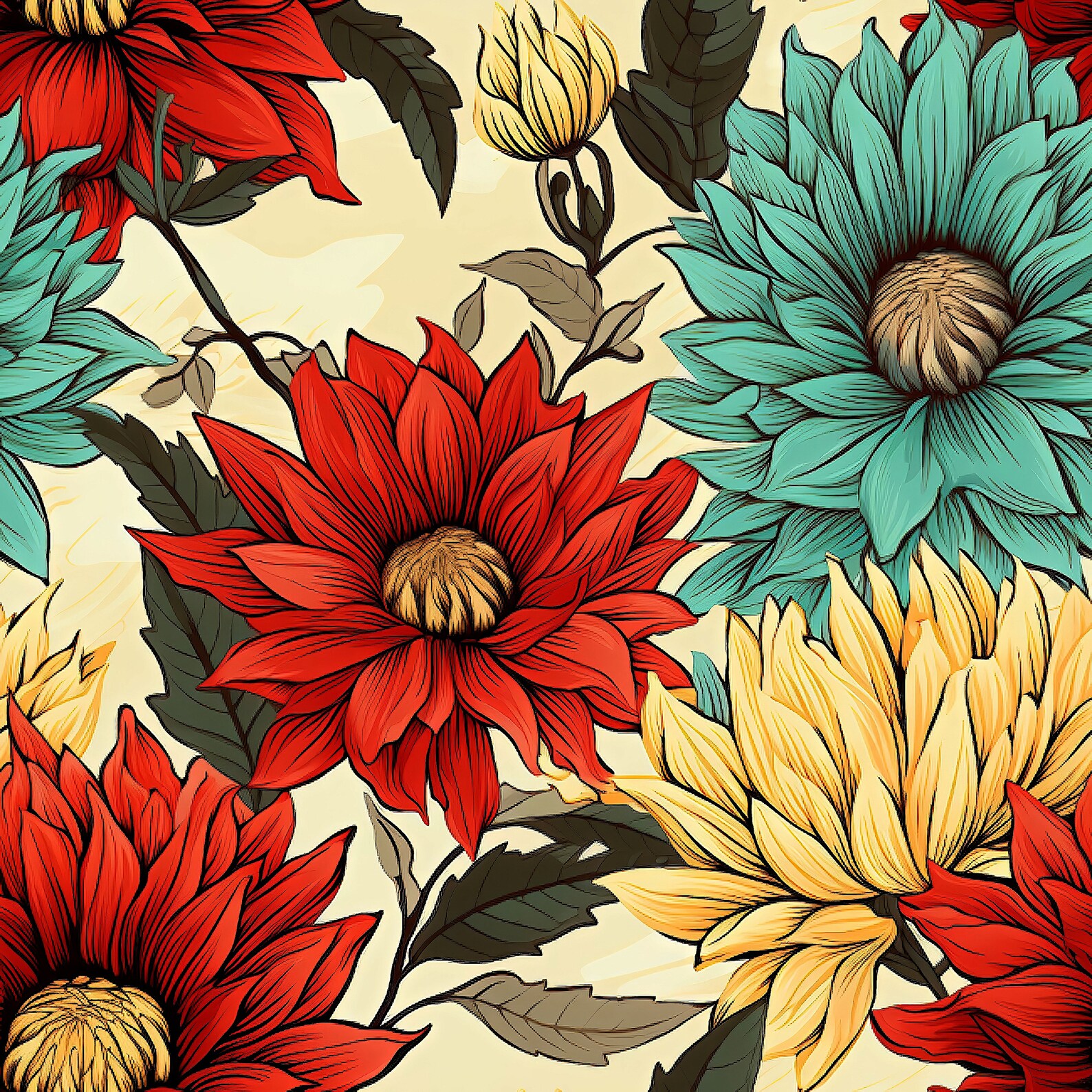 12 Boho Sunflower Patterns, Retro Sunflower Wallpaper, Organic Chic ...