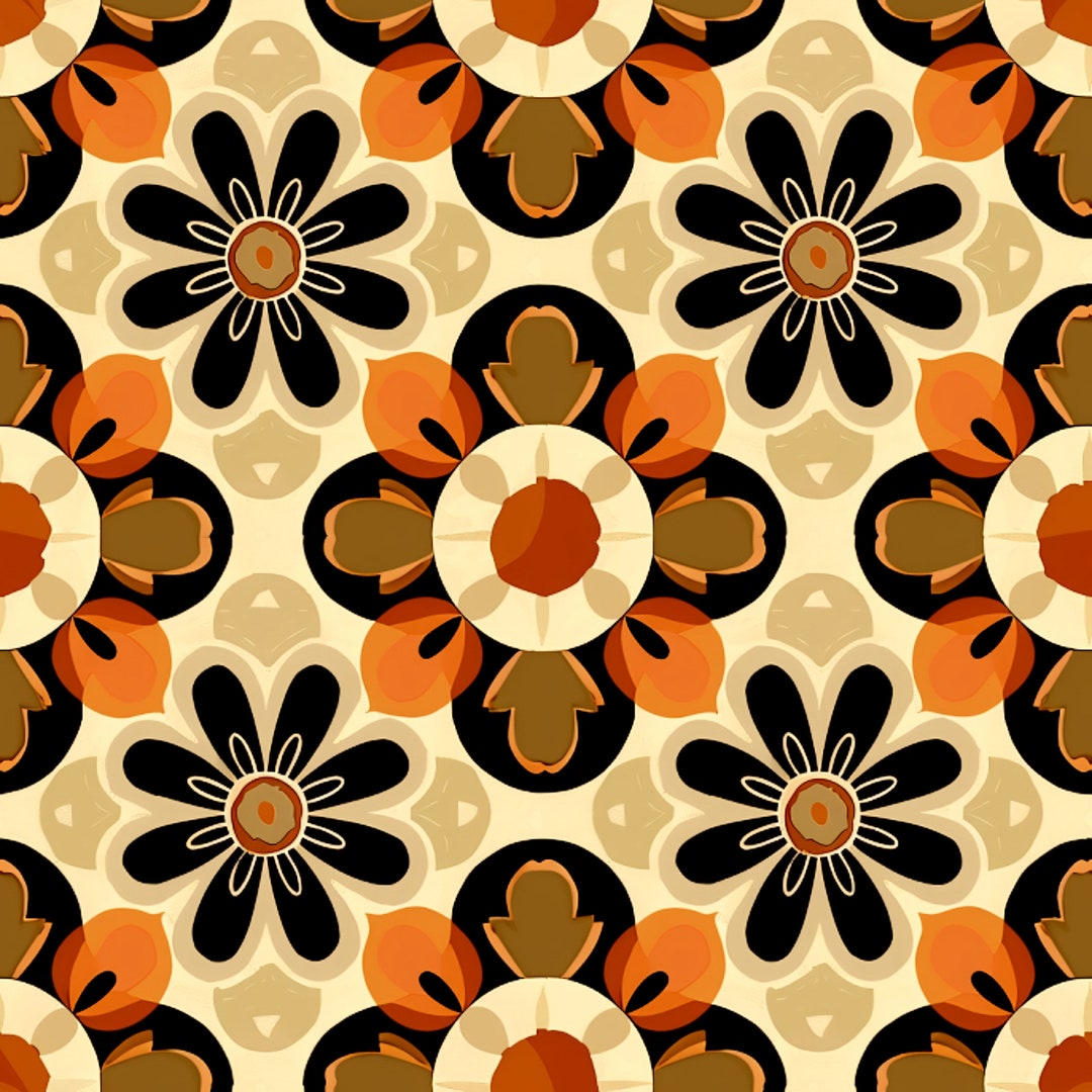 20 Retro Earth Tone Flower Patterns, Retro Wallpaper, Flower ...