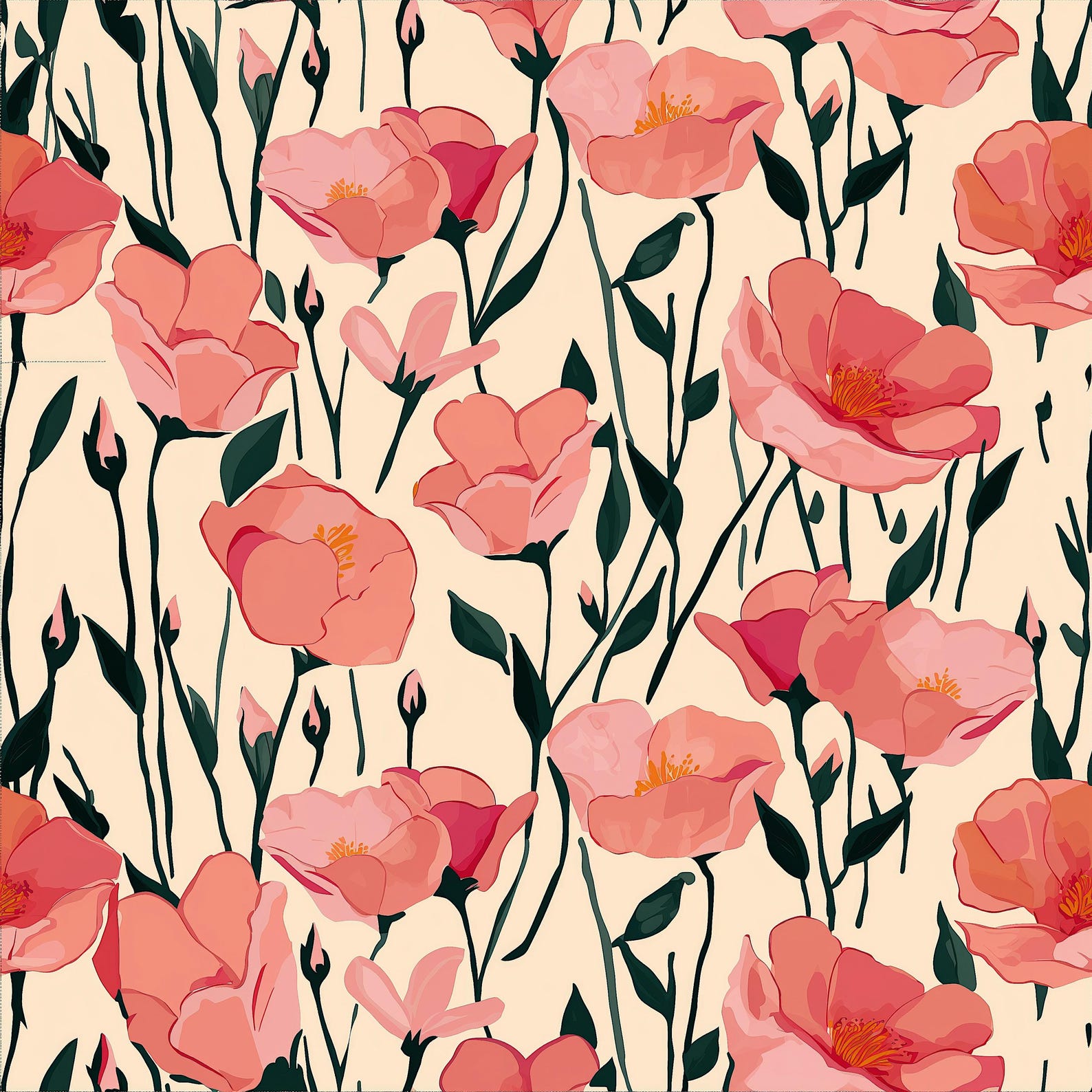 14 Art Nouveau Pink Flower Patterns, William Morris Inspired Design ...