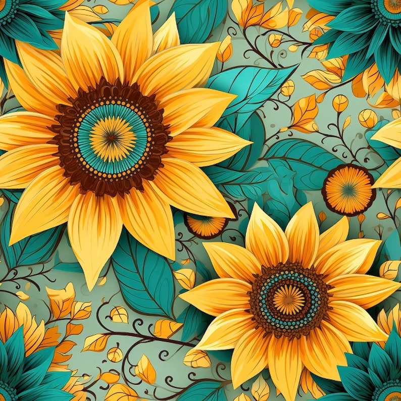 10 Sunflower Patterns, New Boho Designs, Boho Floral Wallpaper, the ...
