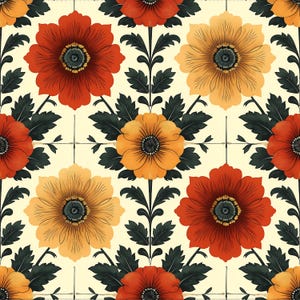 14 Country Flower Digital Patterns, Americana Autumn Floral Batik ...
