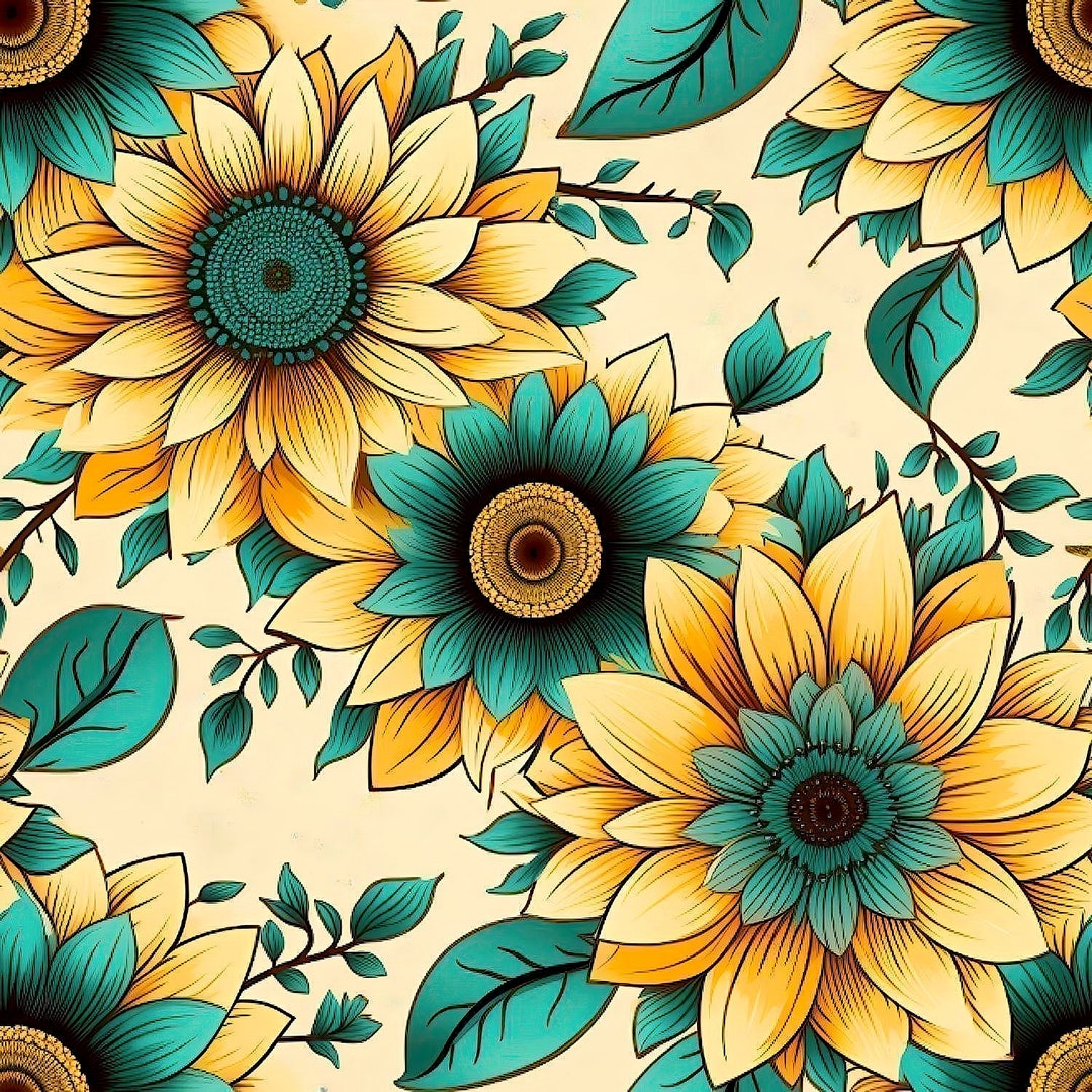 14 Boho Sunflower Patterns, Floral Wallpaper, Urban Bohemian, Vintage ...