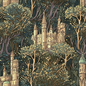18 Fairytale Castle Digital Patterns, Magical Forest Castle Core ...