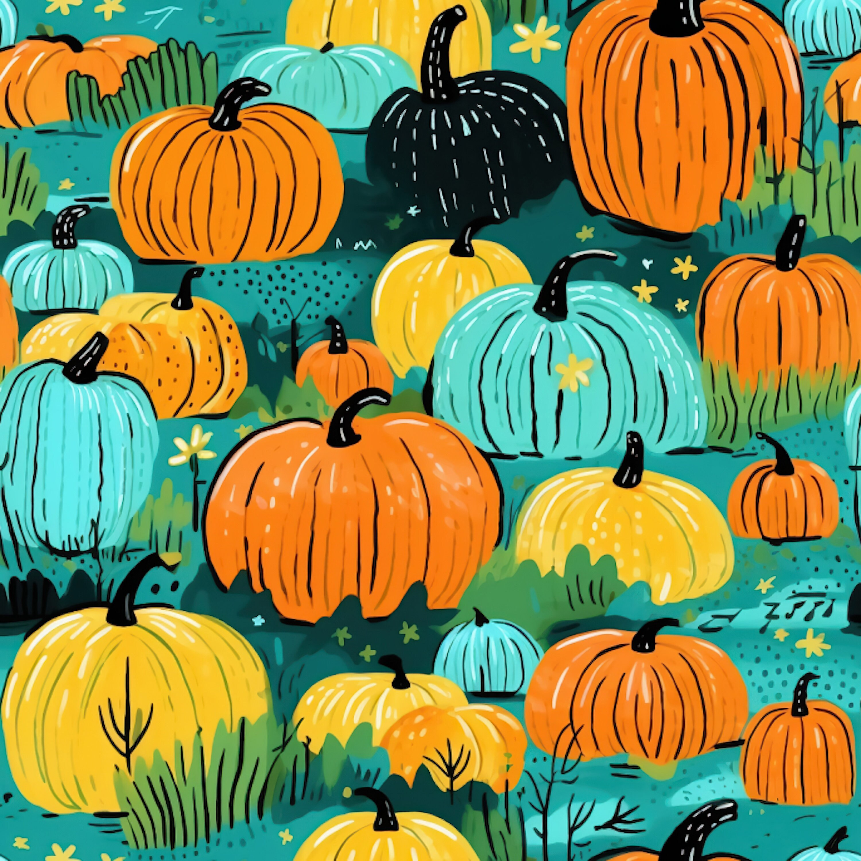 18 Magical Pumpkin Patch Patterns, Halloween Designs, the Party Planner ...