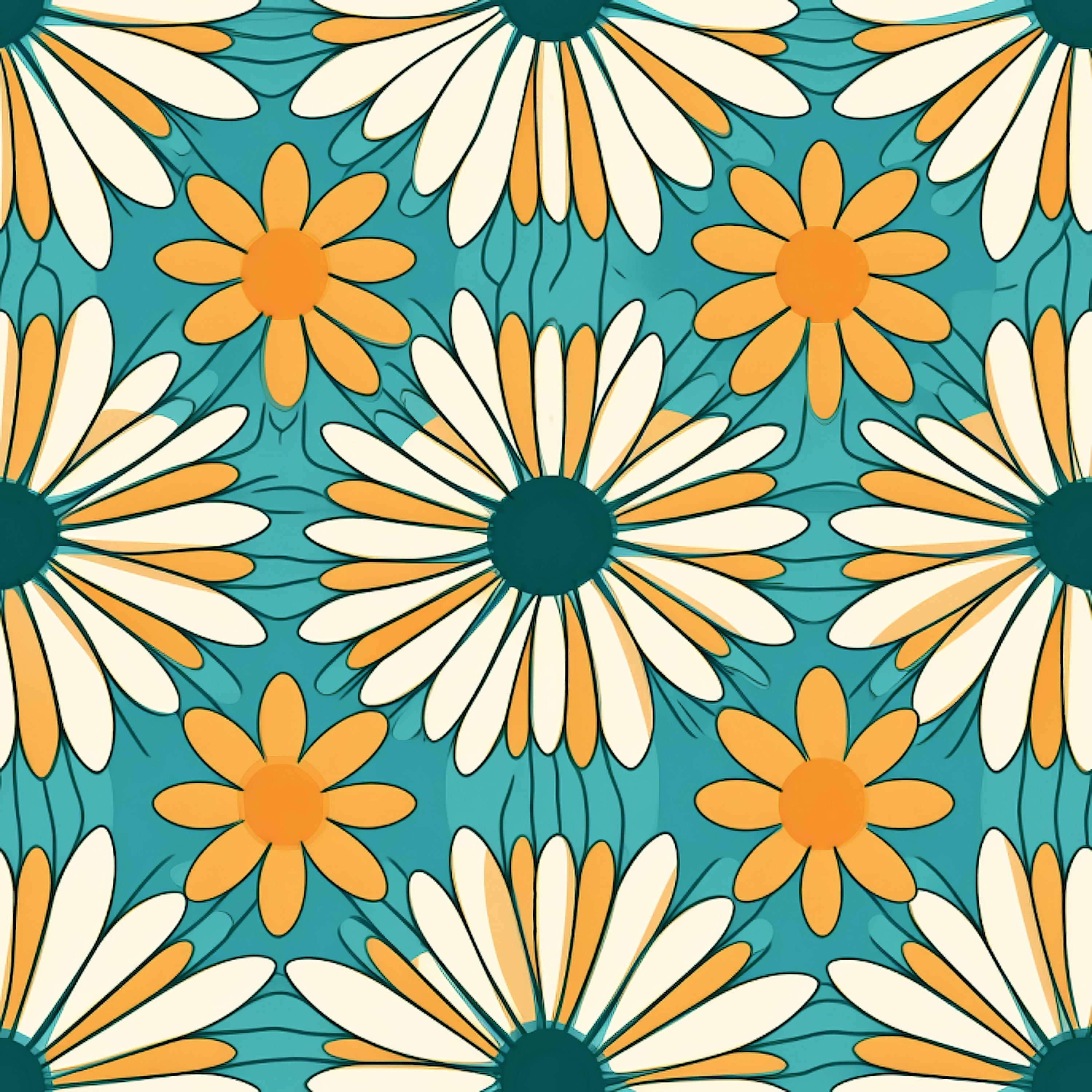12 Retro Multicolor Daisy Patterns, New Boho Home Decor, Floral ...