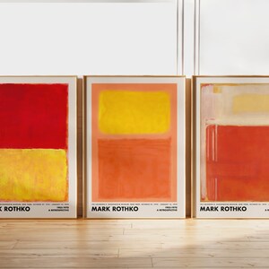 Set of 3 Wall Art Mark Rothko Prints - Yellow Orange Large Abstract ...