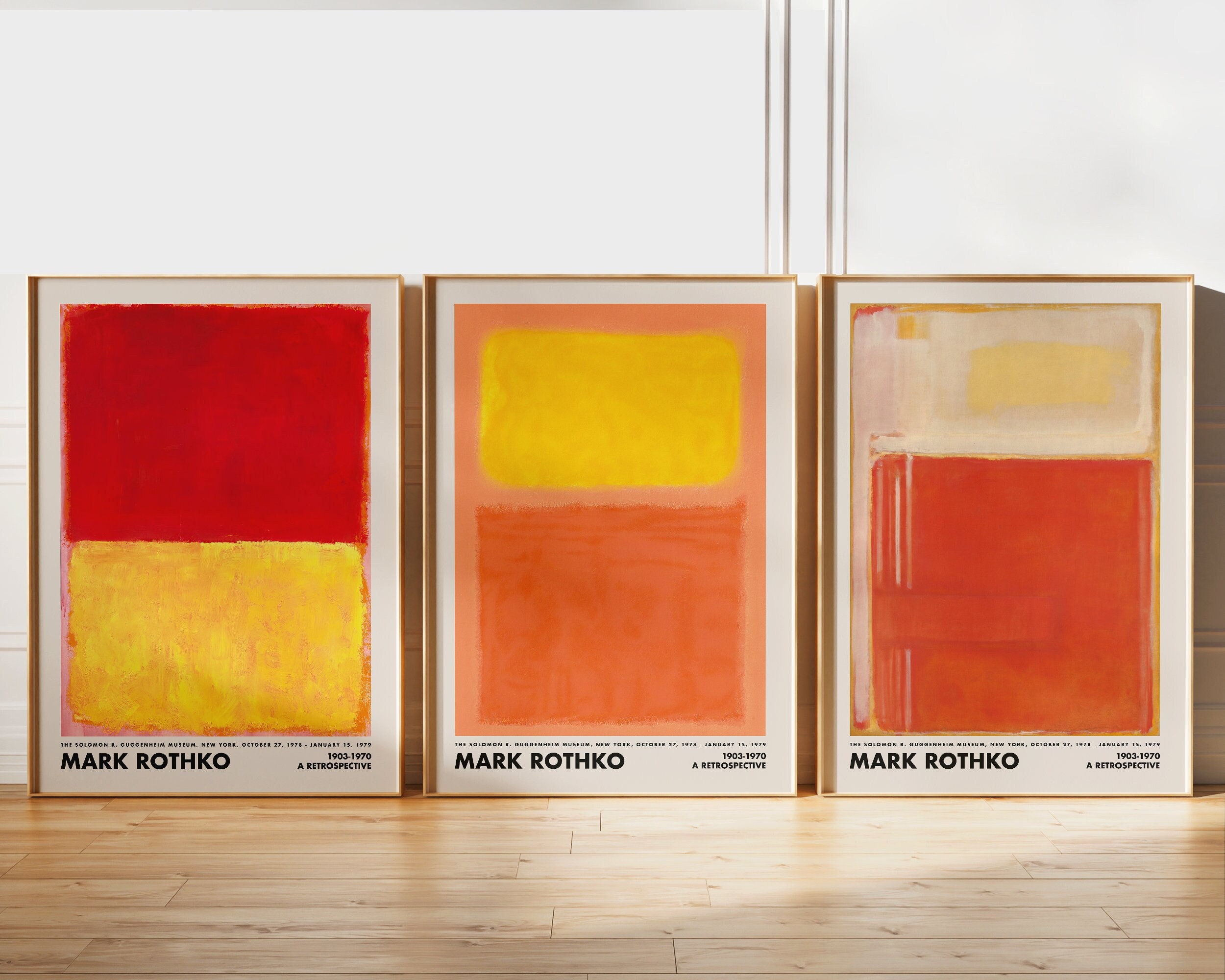 Set of 3 Wall Art Mark Rothko Prints - Yellow Orange Large Abstract ...