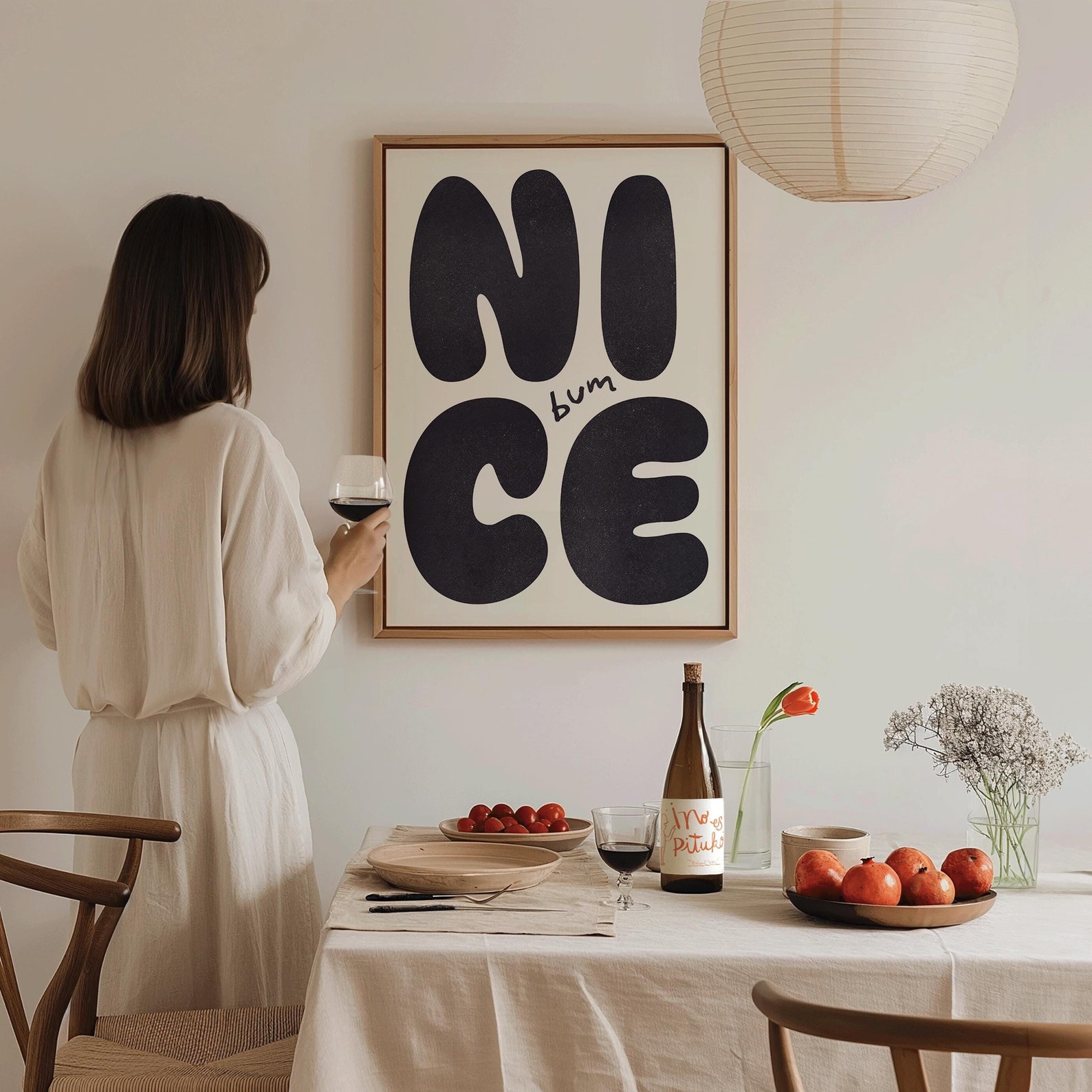 Nice Bum Print - Minimalist Typography Art - Aesthetic Apartment Decor ...