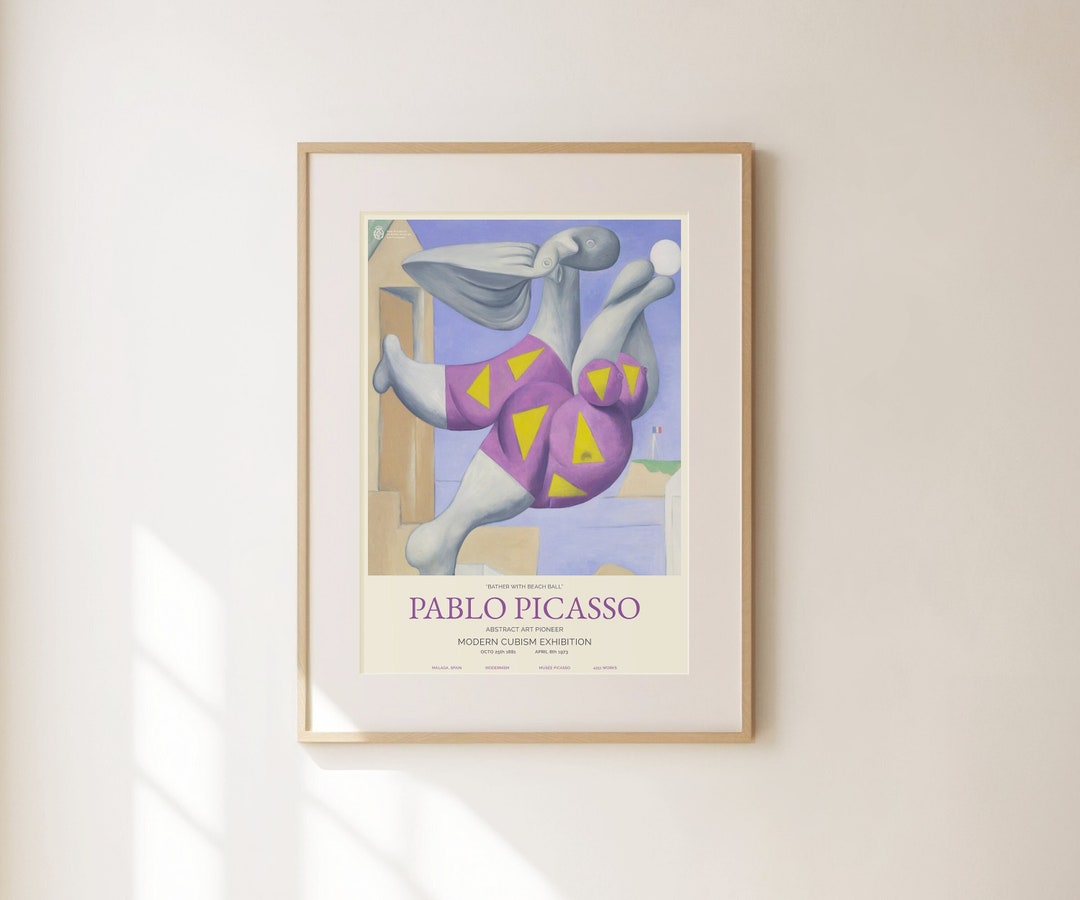 Pablo Picasso Print - Bather With Beach Ball Wall Art - Modern Purple Famous Painting for Living ...