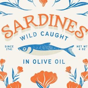 Sardines Print - Vintage Sardine Tin Poster - Retro Fish Wall Art ...