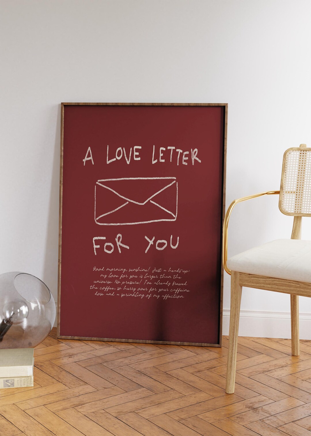 A Love Letter, Self Love Quotes Wall Art, Retro Wall Decor, Red Wall ...