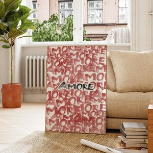 Amore Print - French Love Retro Red Wall Art - Vintage Girly Decor ...