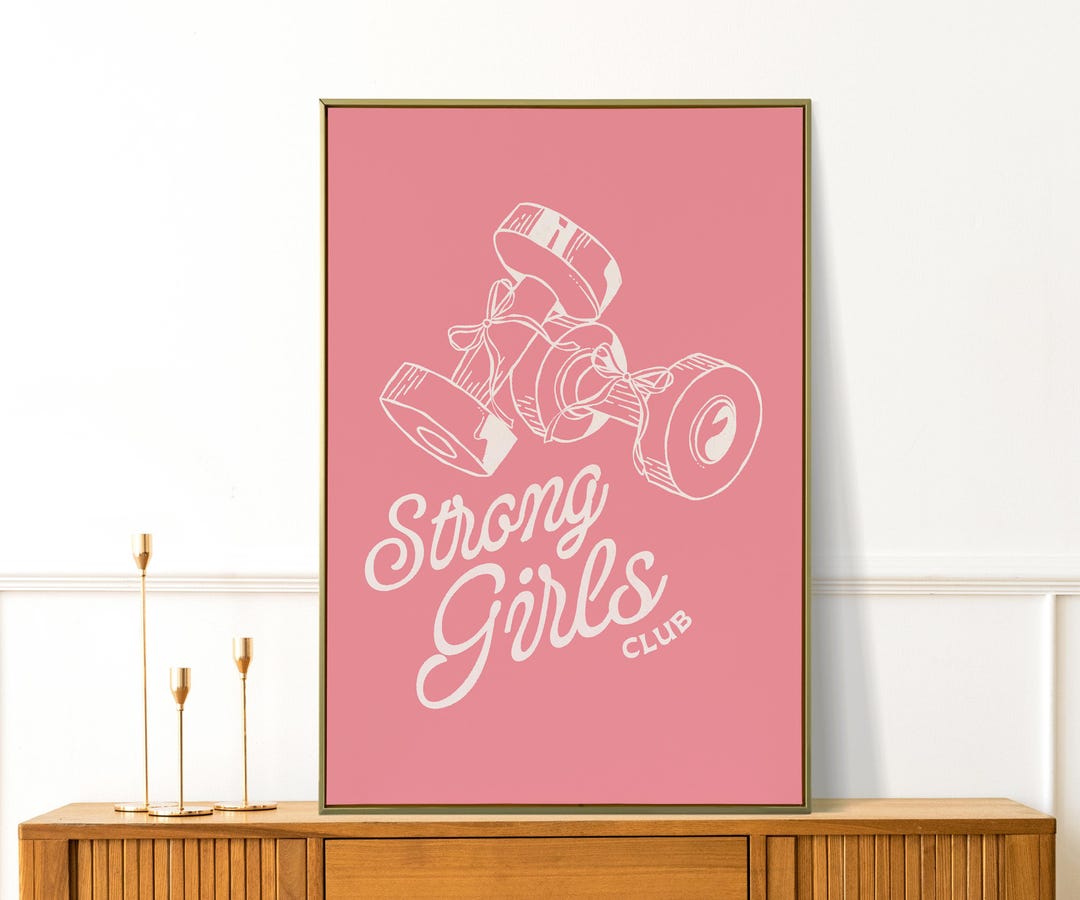 Strong Girls Club - Workout Poster - Pink Gym Wall Decor - Pilates ...