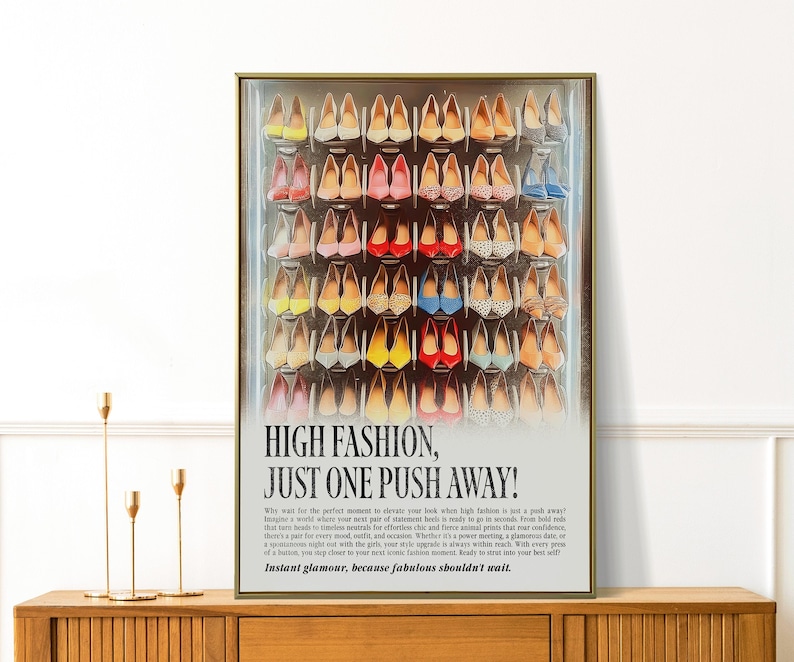 Vintage Heels Print - Retro High Heels Wall Art - Chic Preppy Fashion ...