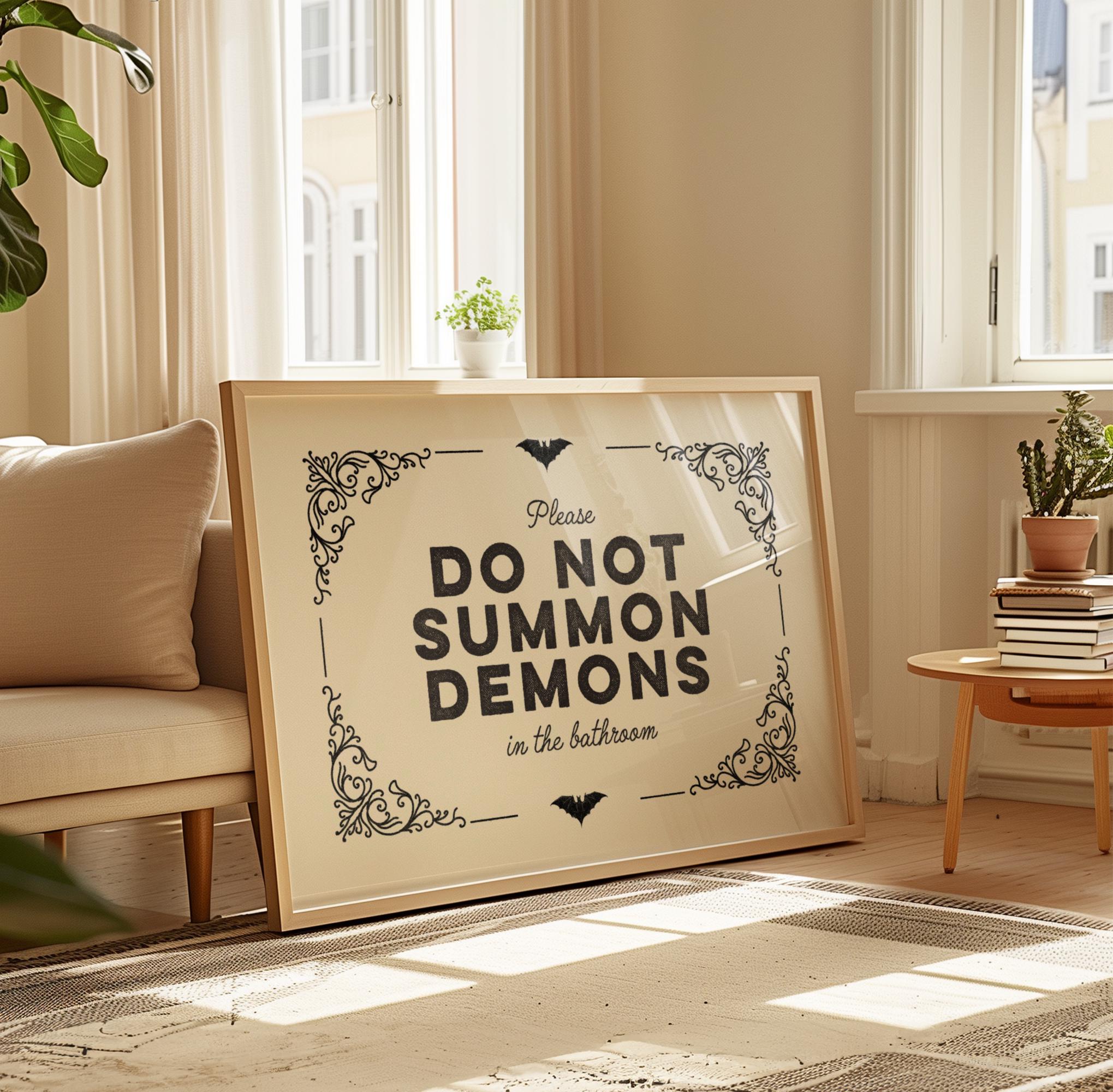 Do Not Summon Demons in This Bathroom - Whimsical Wall Art - Retro ...
