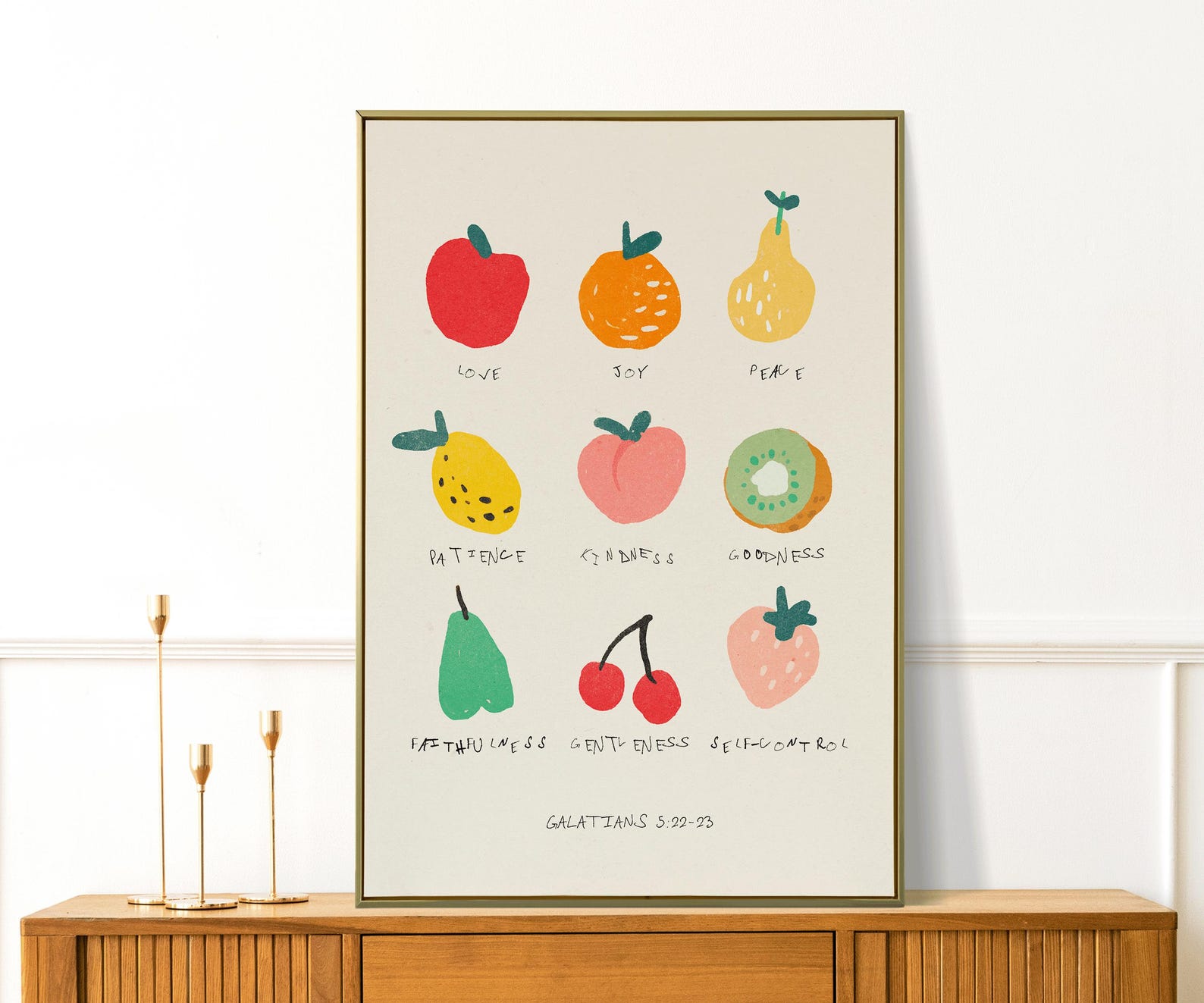 Fruit of the Spirit Print - Christian Wall Art - Minimalist Bible Quote ...