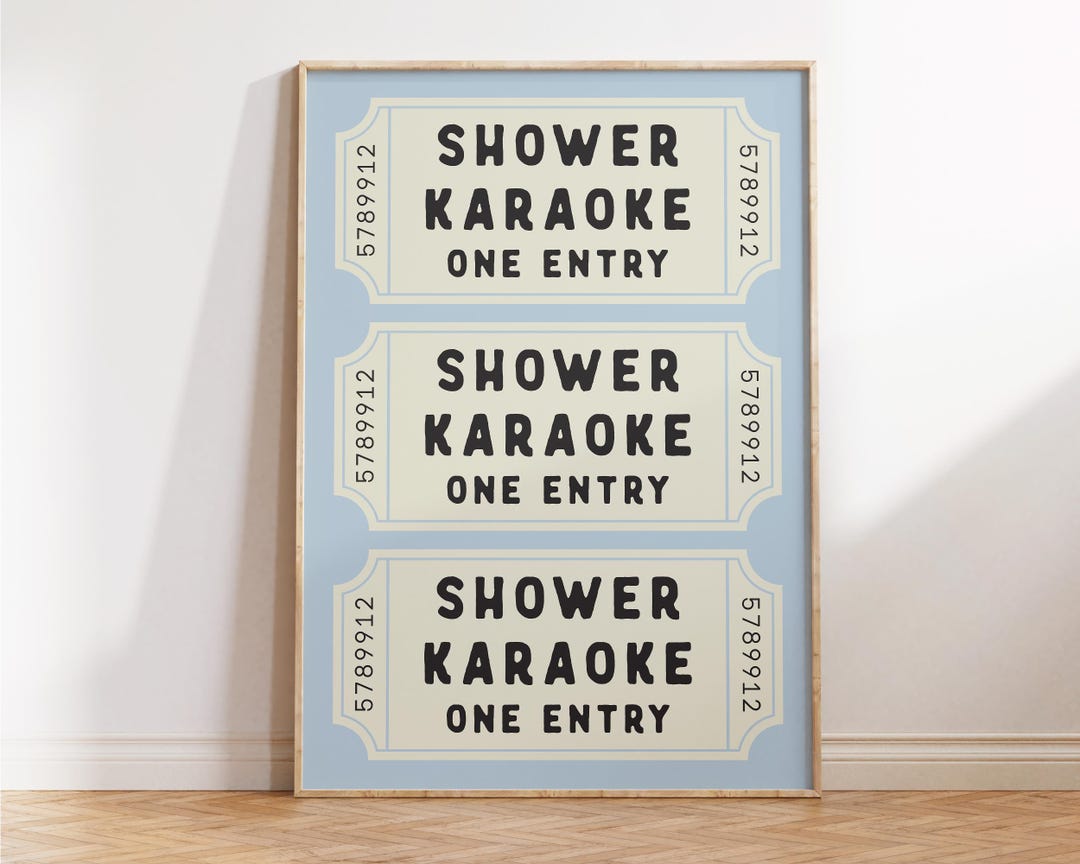 Shower Karaoke Ticket Print - Bathroom Decor Aesthetic - Shower Singing ...