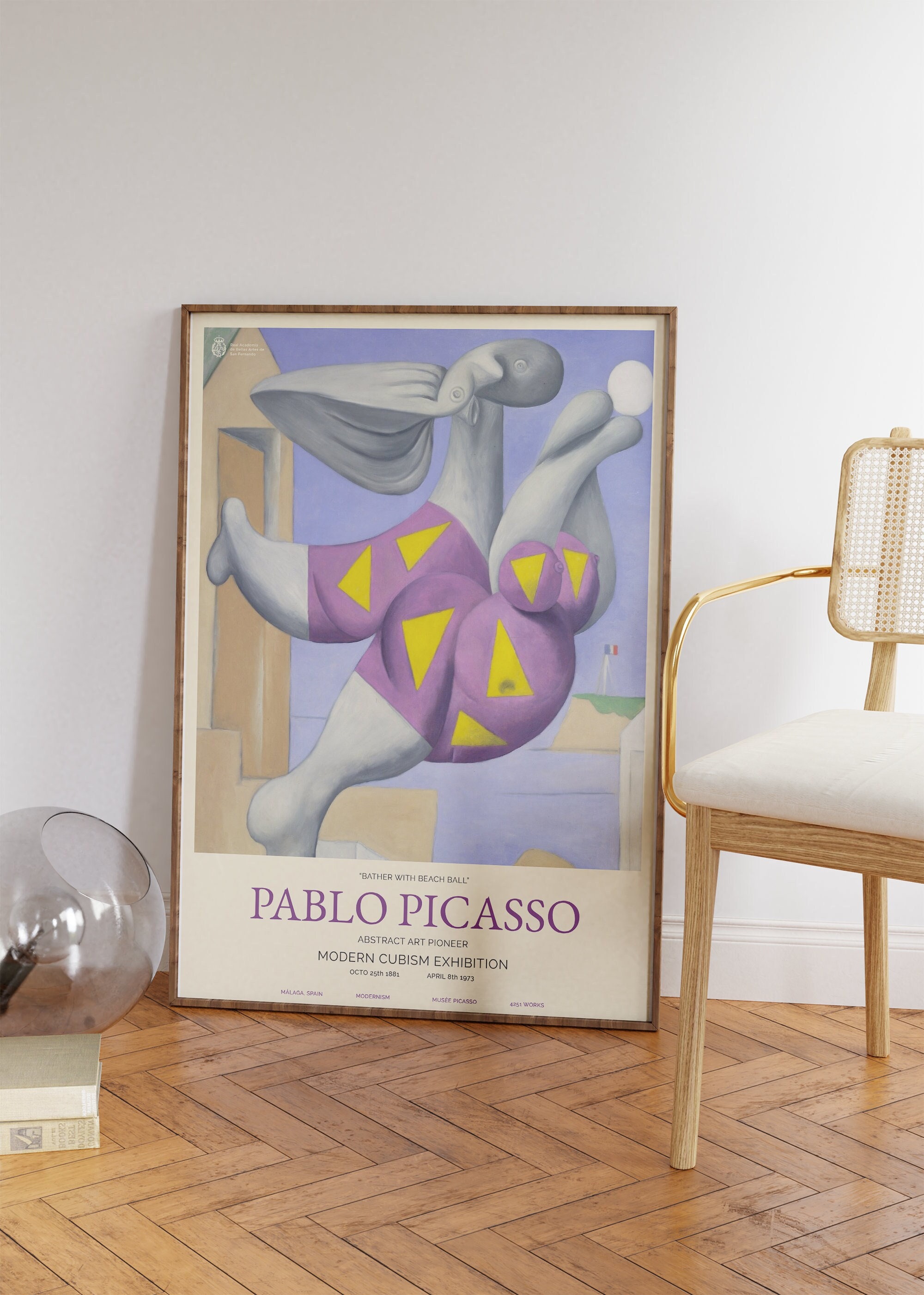 Pablo Picasso Print Bather With Beach Ball Wall Art Modern Purple Famous Painting for Living ...
