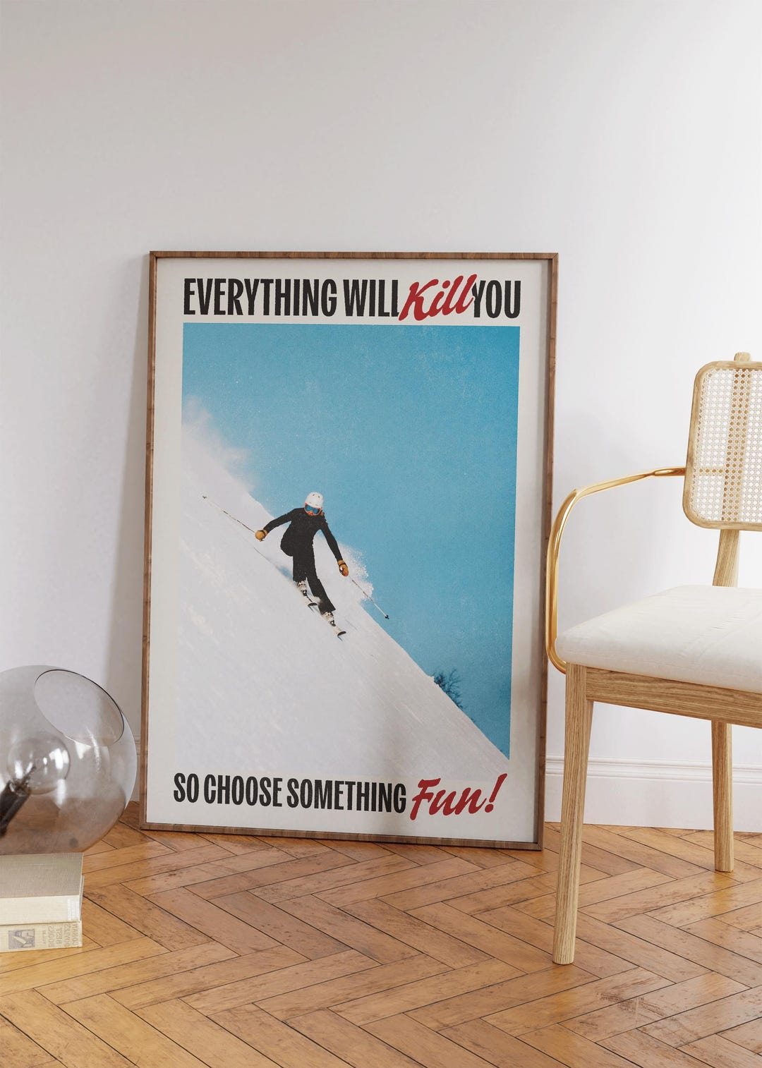 Retro Ski Wall Art - Daring Funny Sports Print - Vintage Ski Poster ...