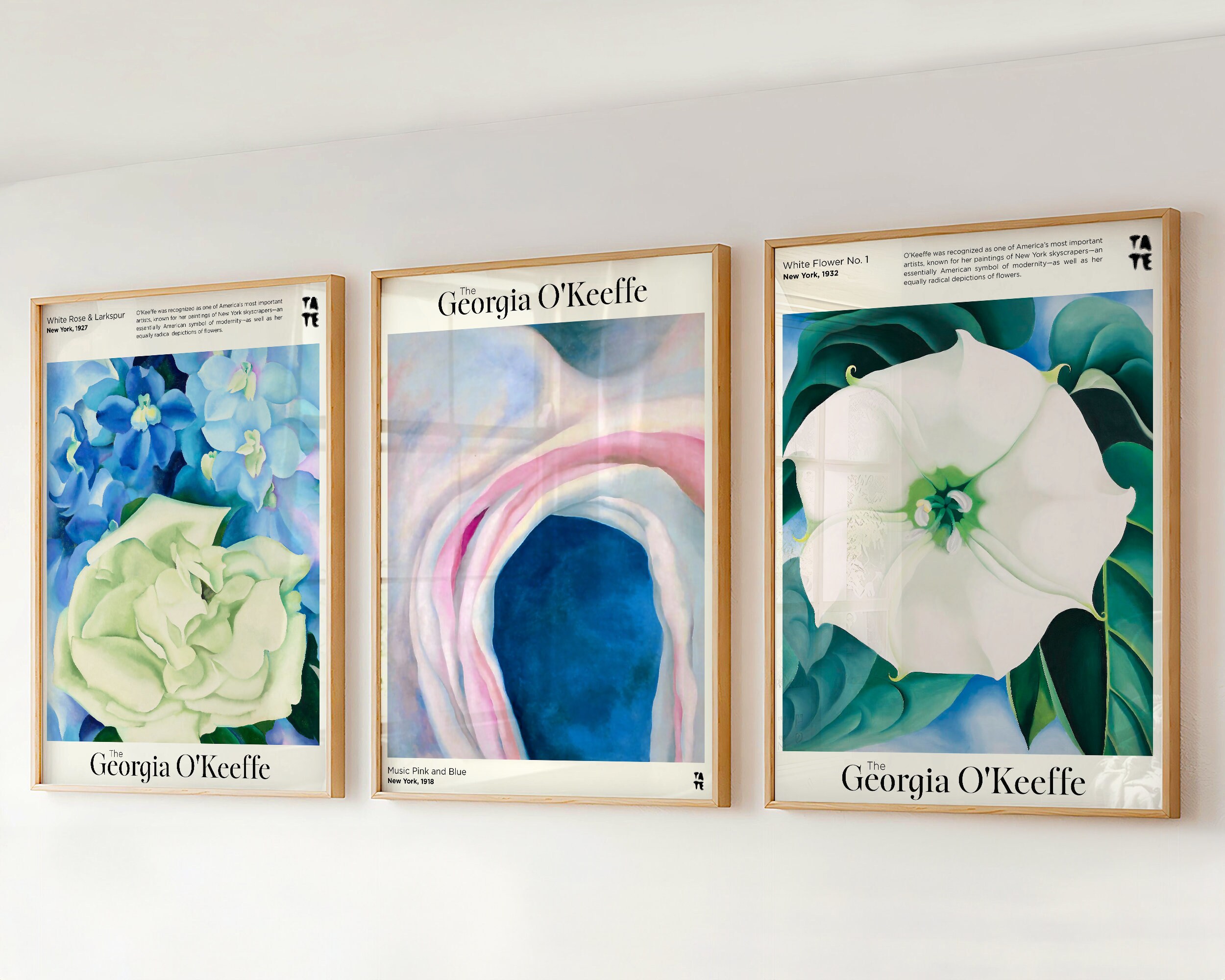 Georgia O'keeffe Blue Gallery Wall Art Set of 6 Prints for Mid Century ...