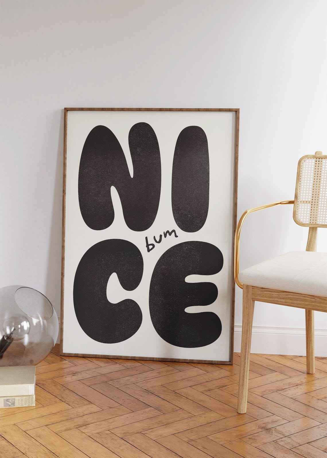 Nice Bum Print - Minimalist Typography Art - Aesthetic Apartment Decor ...