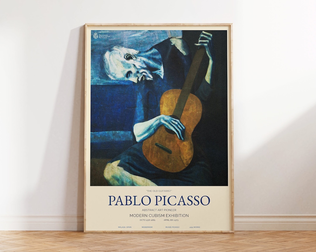 Pablo Picasso Print - Old Guitarist Wall Art - Modern Blue Depression ...