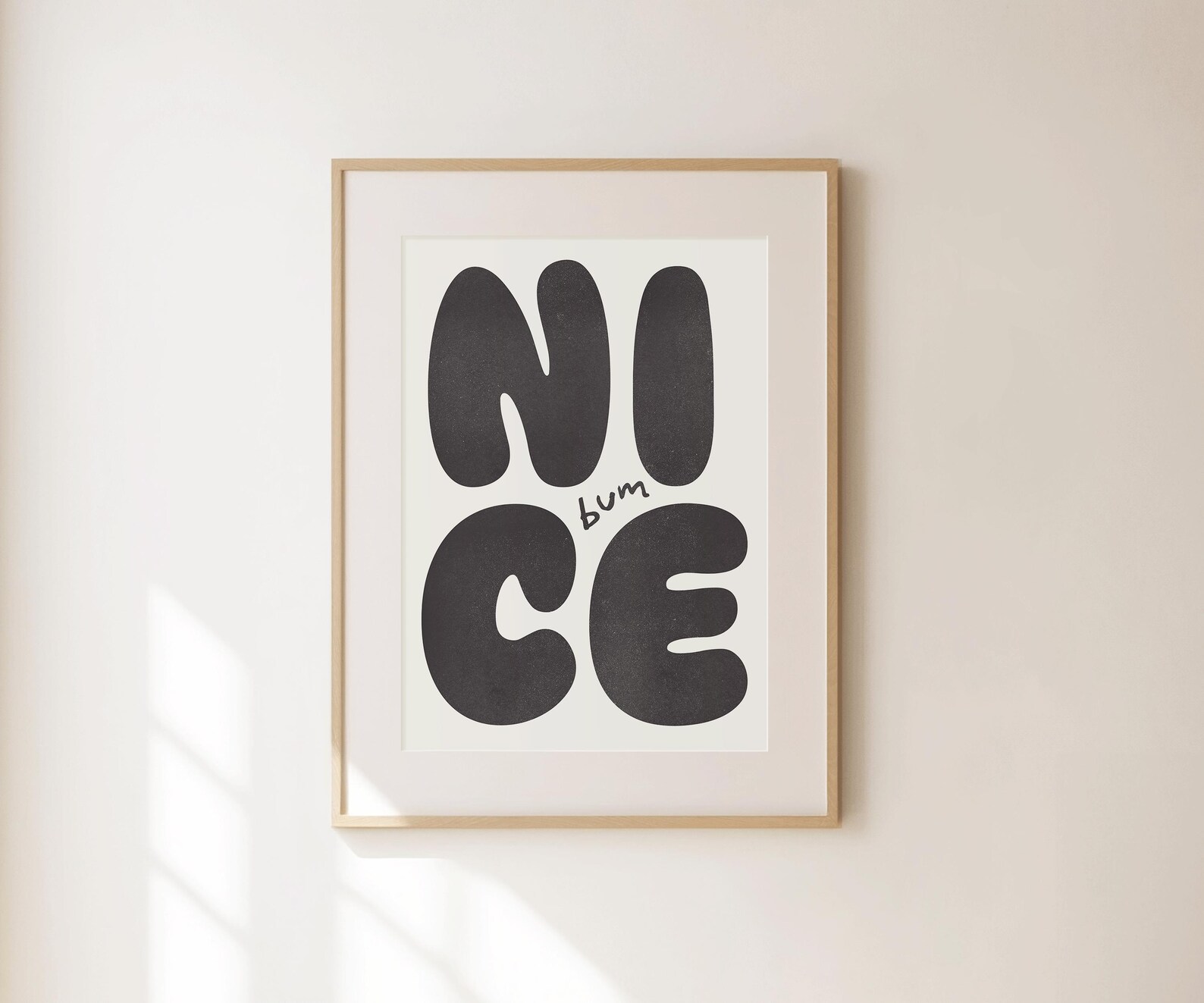 Nice Bum Print - Minimalist Typography Art - Aesthetic Apartment Decor ...