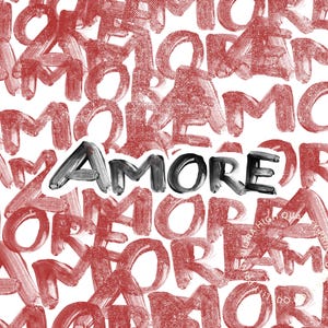 Amore Print - French Love Retro Red Wall Art - Vintage Girly Decor ...