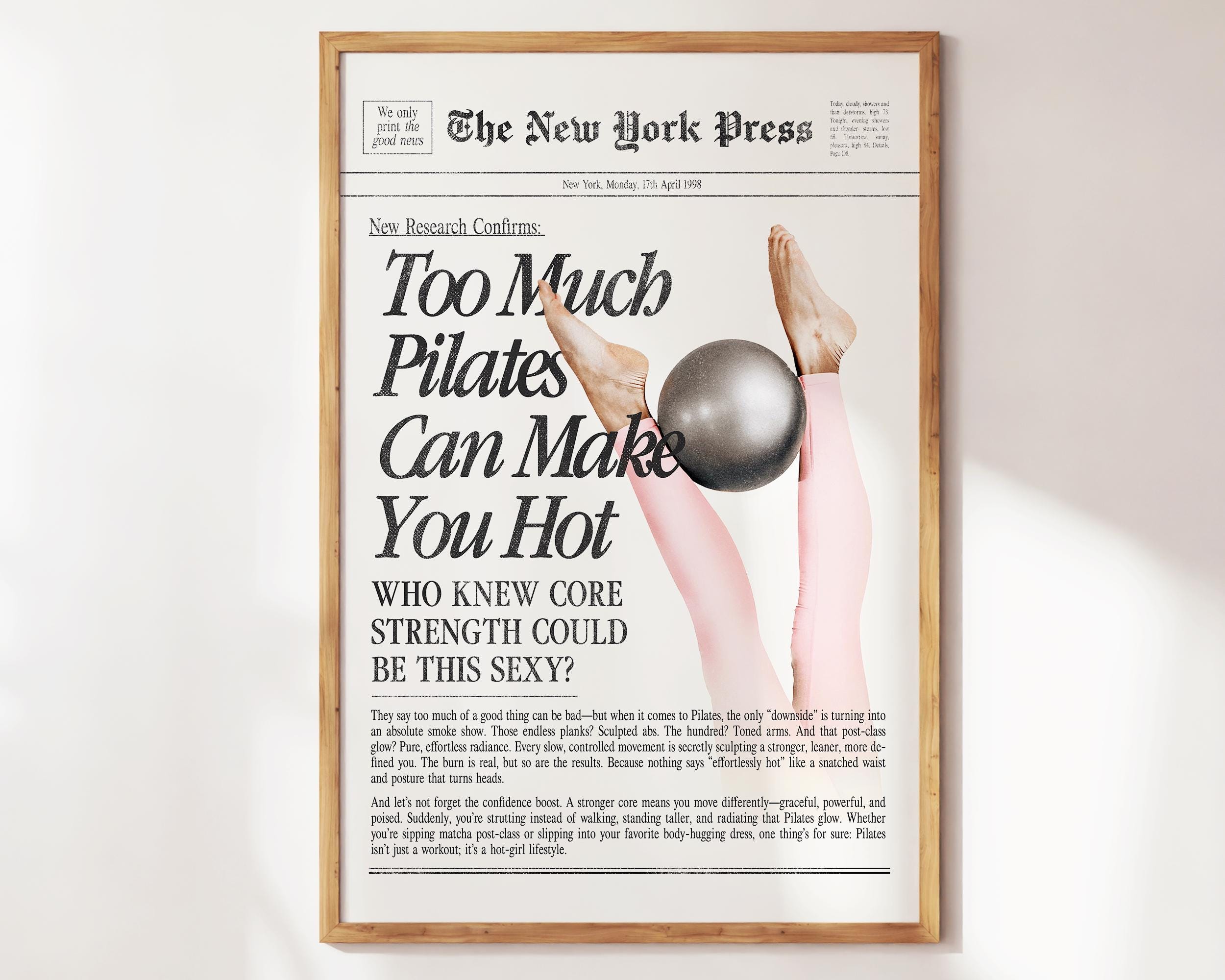 Too Much Pilates Can Make You Hot - Fun Pilates Wall Art - Studio Decor ...
