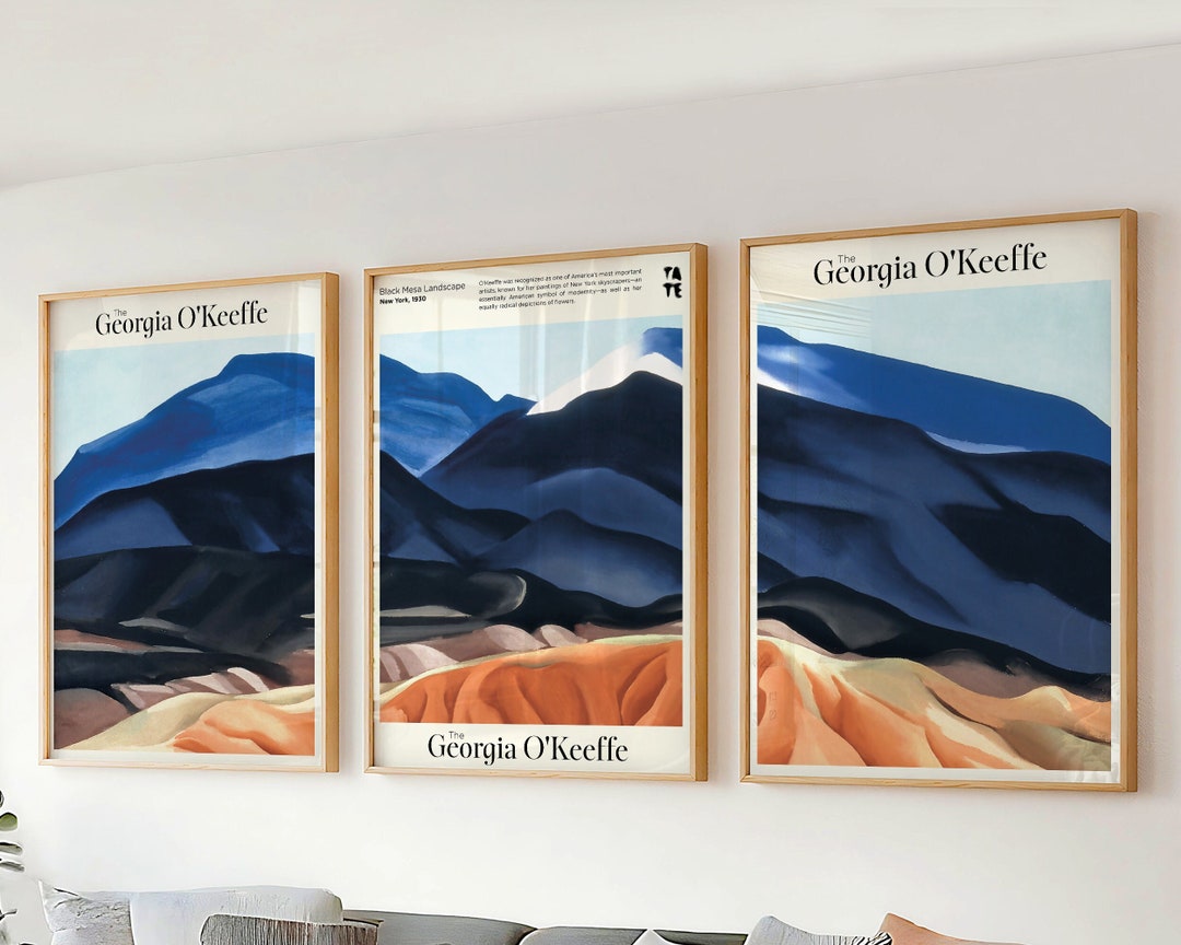 Set of 3 Wall Art Georgia O'keeffe Prints - Blue Mesa Landscape ...