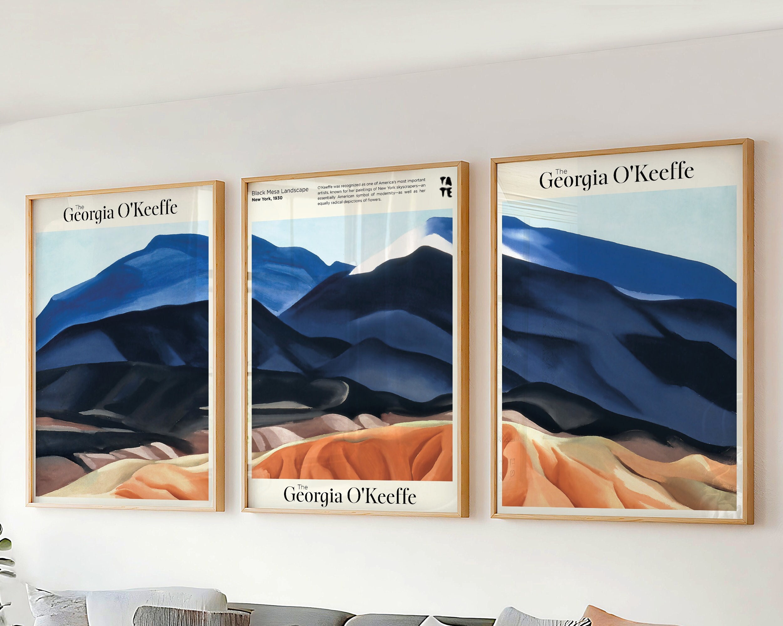 Set of 3 Wall Art Georgia O'keeffe Prints Blue Mesa Landscape Triptych ...