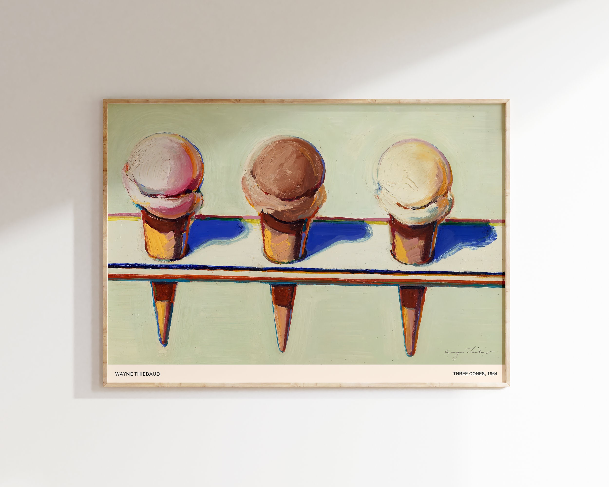 Wayne Thiebaud Ice Cream Wayne Thiebaud, Three Cones Framed Print By
