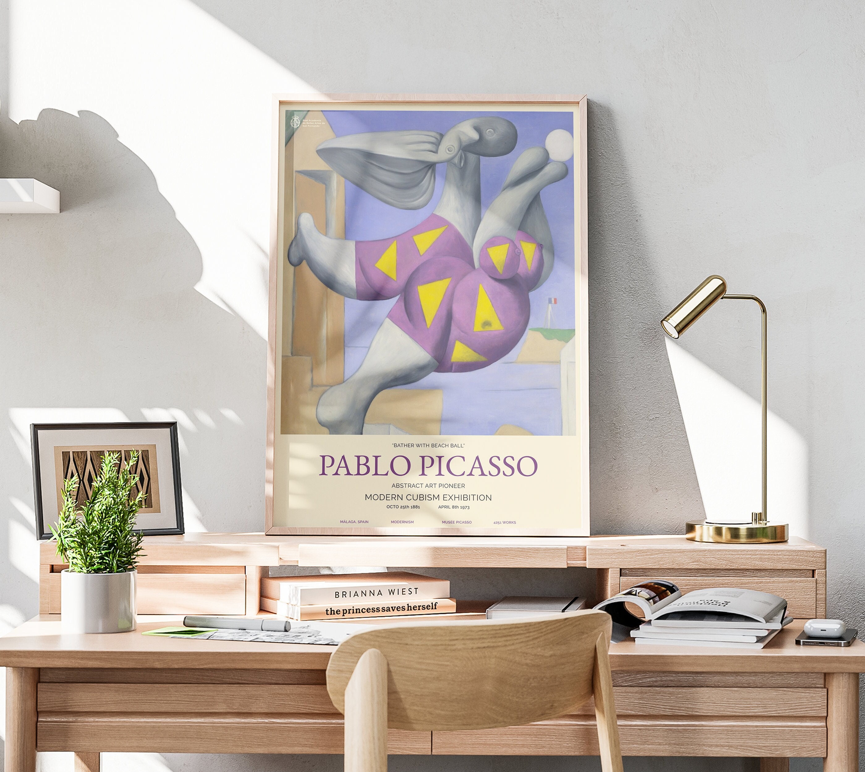 Pablo Picasso Print Bather With Beach Ball Wall Art Modern Purple Famous Painting for Living ...