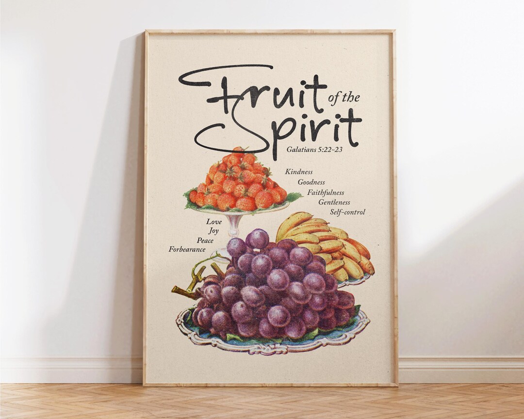 Fruit of the Spirit Print - Christian Wall Art - Minimalist Bible Quote ...