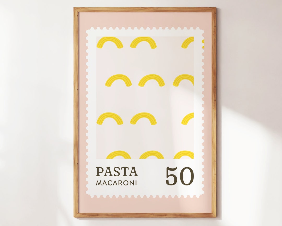 Kitchen Prints - Pasta Macaroni Painting - Cute Kitchen Wall Art and ...