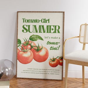 Tomato Girl Summer Kitchen Wall Art - Aesthetic Retro Kitchen Decor ...