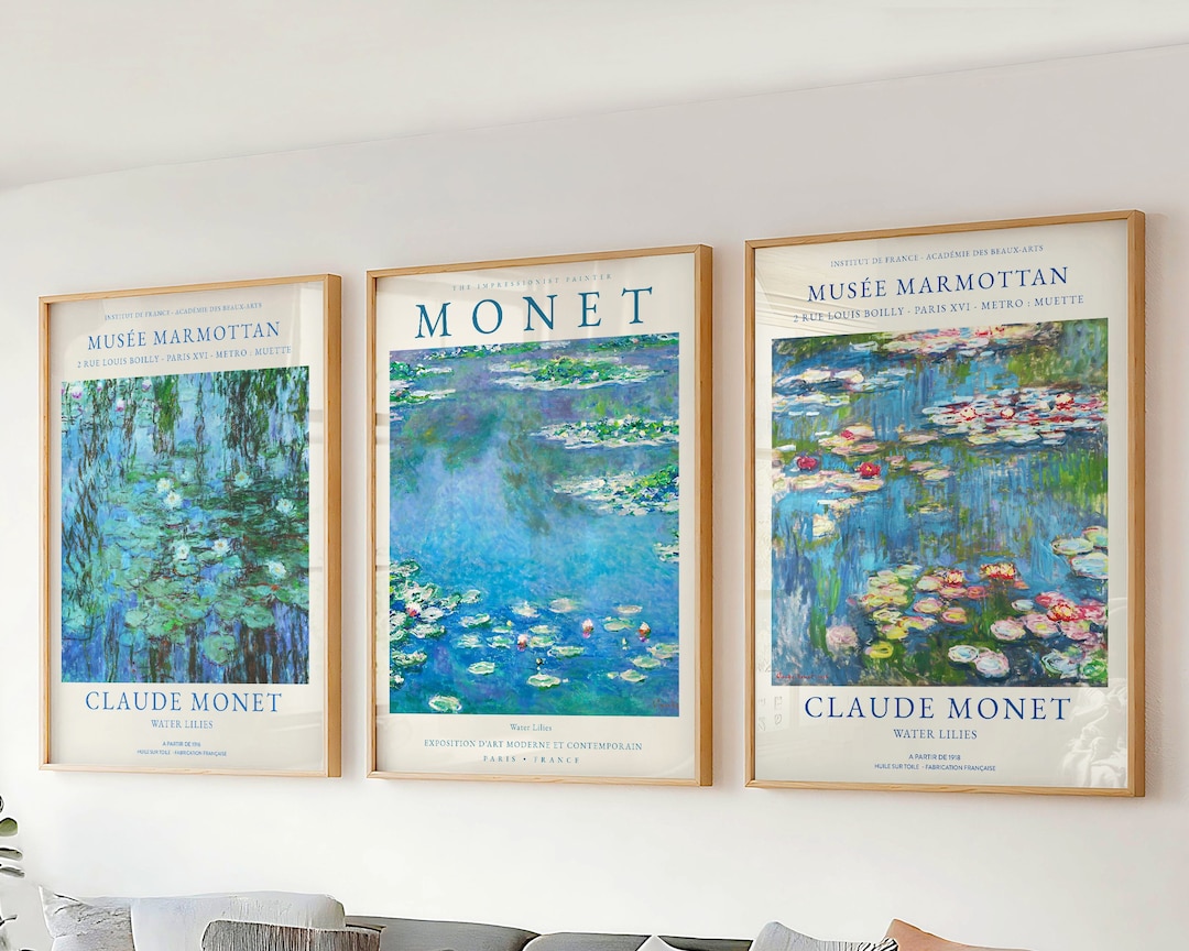 Set of 3 Wall Art - Claude Monet Print Gallery Wall Set - Vintage ...