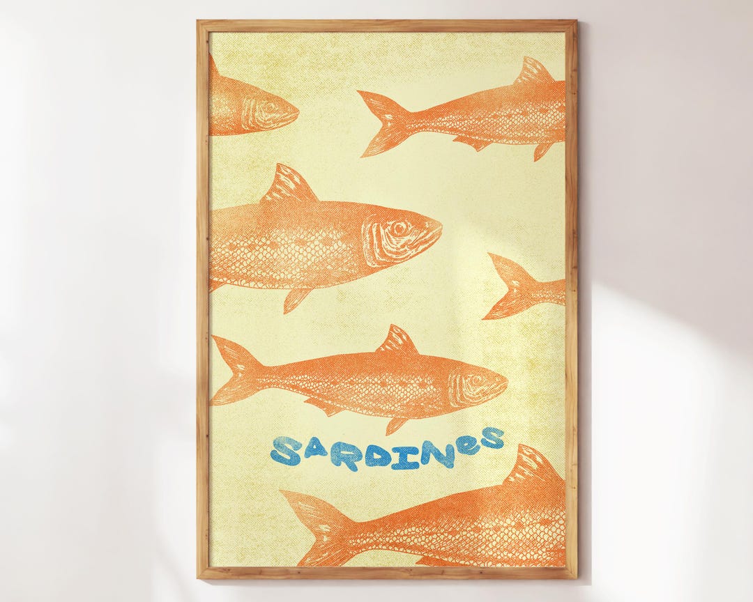 Yellow Sardines – Retro Kitchen Wall Art for Homecook, Chefs & Food ...