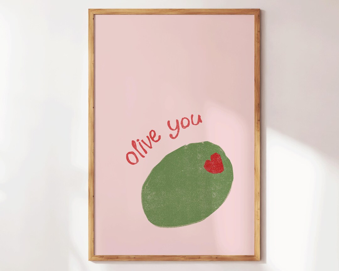 Olive You Prints, Olive Wall Art, Funny Olive Print, Pink Wall Art ...