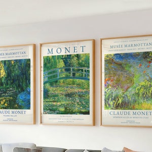 Set of 3 Wall Art Claude Monet Print - Vintage Nature Painting - Garden ...