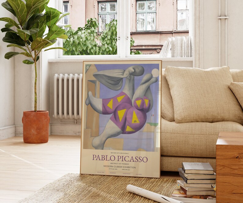 Pablo Picasso Print - Bather With Beach Ball Wall Art - Modern Purple ...