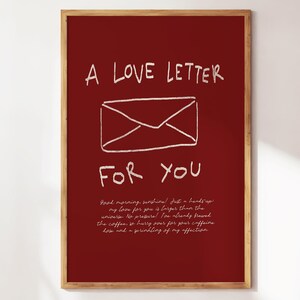 A Love Letter, Self Love Quotes Wall Art, Retro Wall Decor, Red Wall ...