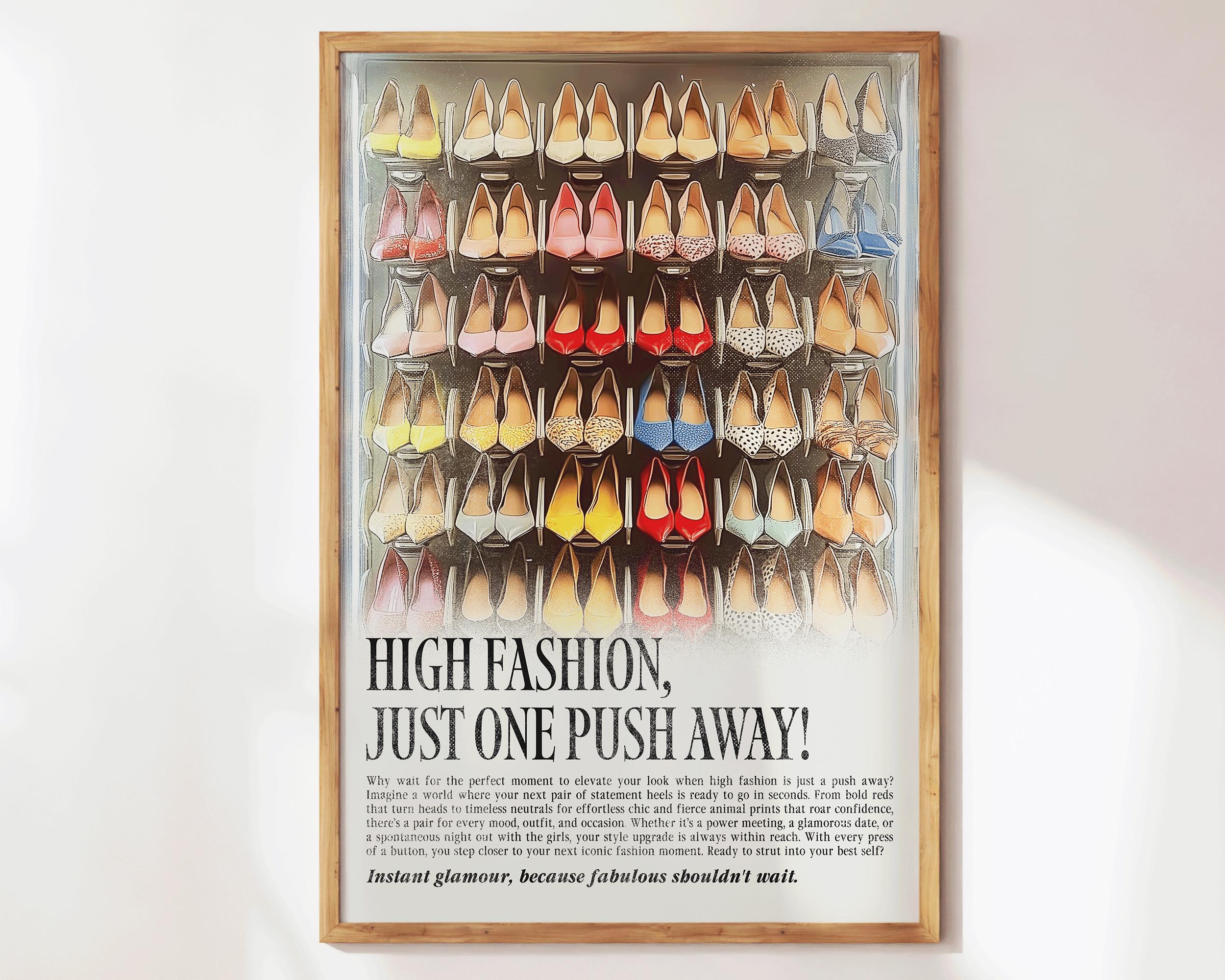 Vintage Heels Print - Retro High Heels Wall Art - Chic Preppy Fashion ...