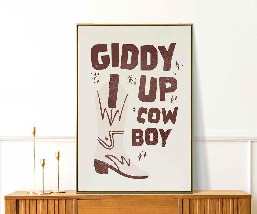 Giddy up Cowboy Print Funny Wall Art Cowboy Wall Art Funny Gifts Large ...